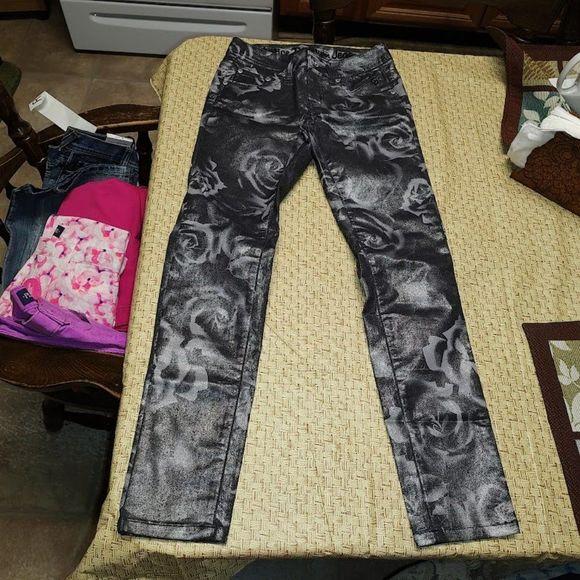 Justice | Bottoms | Justice Premiumsuper Skinny Black Gray Flowered ...